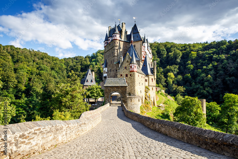 Eltz Castle, a medieval castle located in Germany, Rheinland Pfalz ...