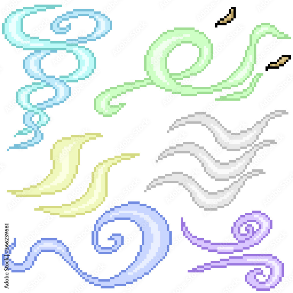 pixel art set isolated gust wind symbol Stock Vector | Adobe Stock