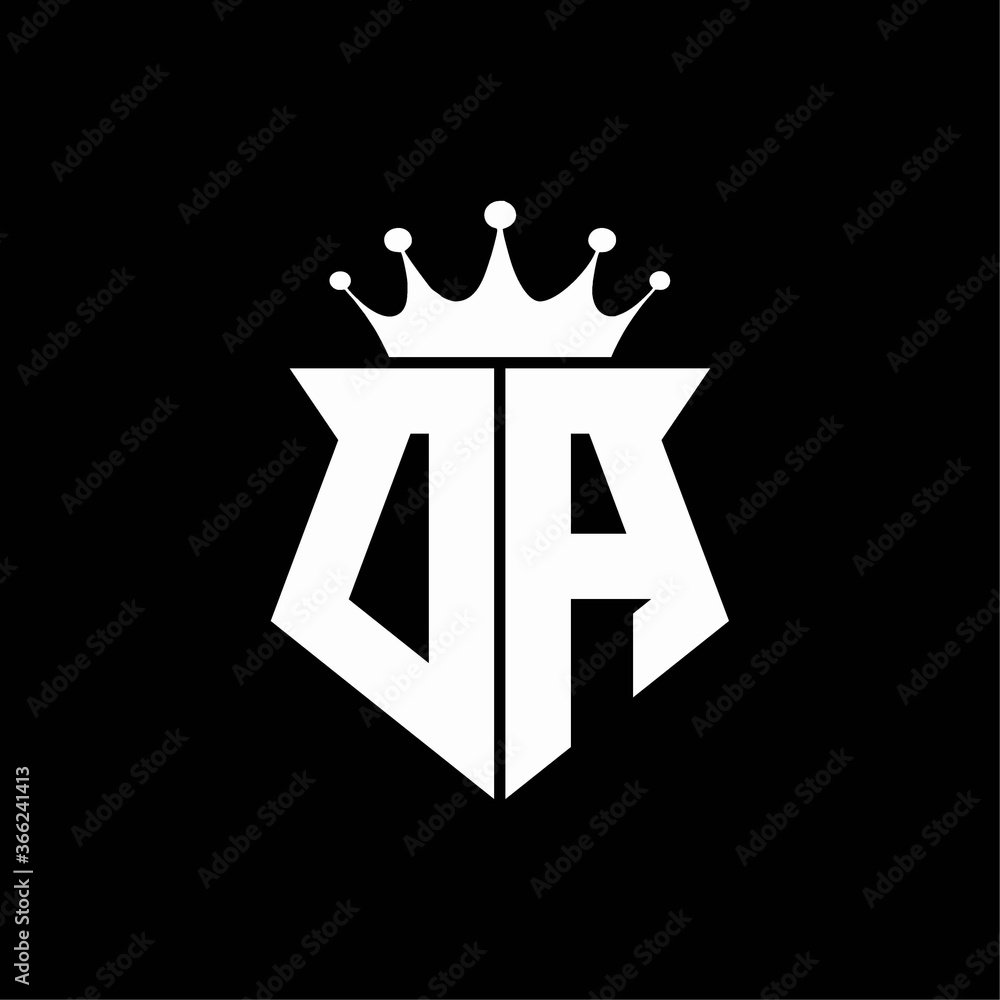 da logo monogram shield shape with crown design template Stock Vector ...