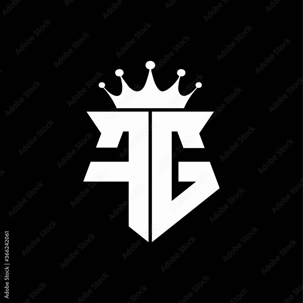 Vetor de fg logo monogram shield shape with crown design template do ...