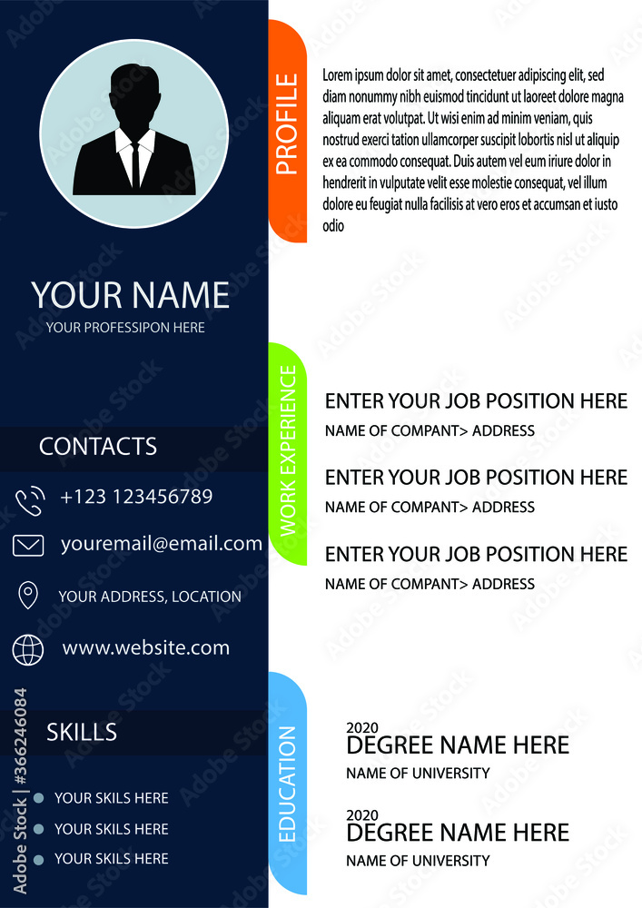 Colorful modern creative curriculum vitae desjgn template. Bio data ...