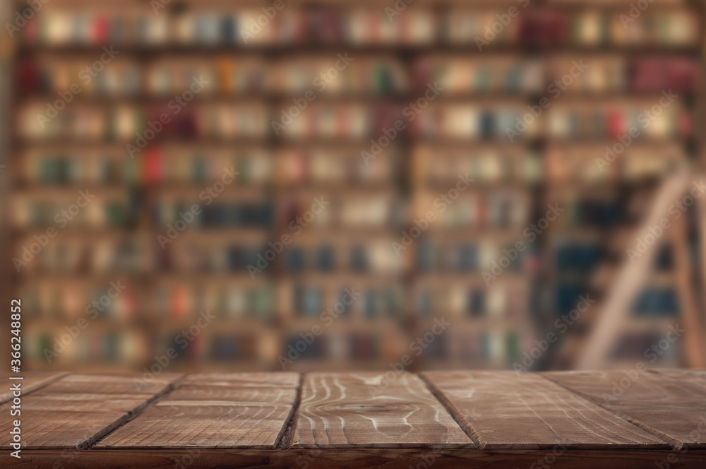 Empty bookshelf (table) in the library Stock Photo | Adobe Stock