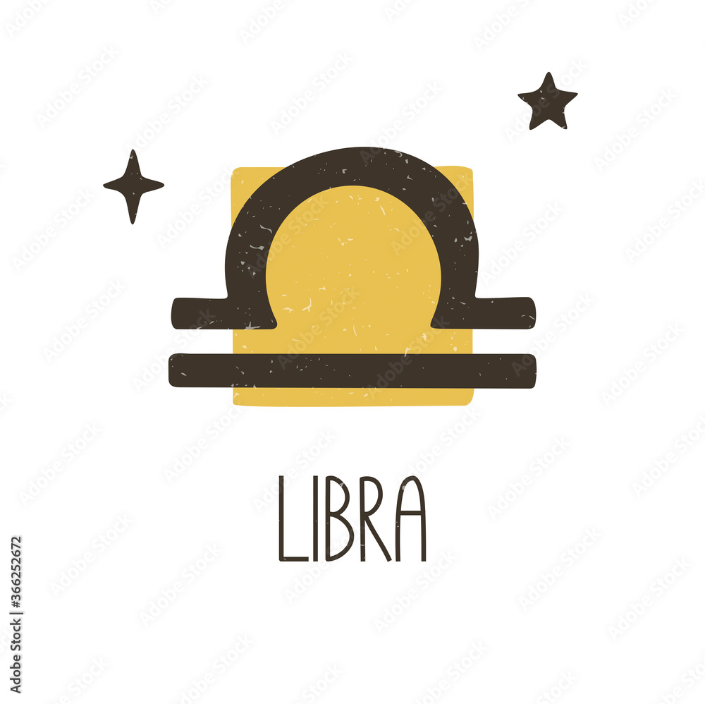 Vecteur Stock Cute libra zodiac sign. Two-color caption astrology ...