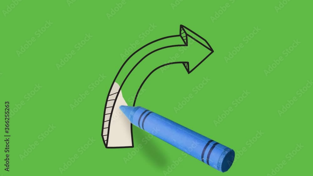 Drawing of right curved arrow in black, white and blue color ...