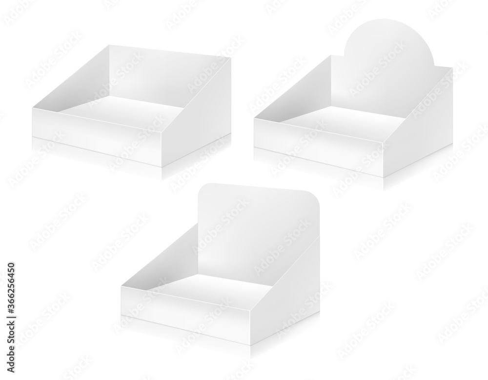 Paper white display show boxes mock-up template. Stock Vector | Adobe Stock