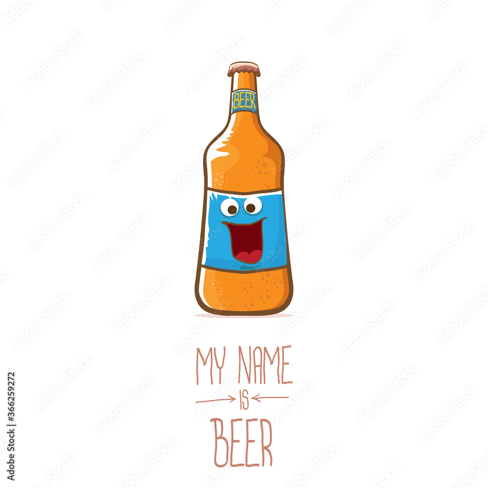 vector cartoon funky beer bottle character isolated on white background ...