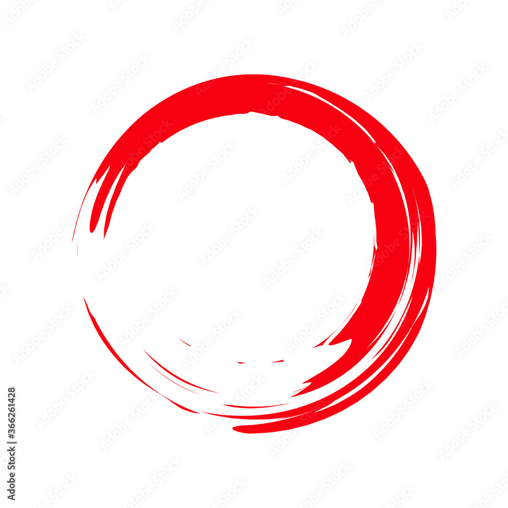 Circle brush stroke vector isolated on white background.Red enso zen ...