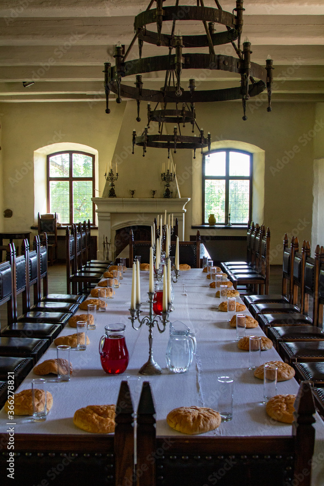 Inside a medieval castle in Europe. A small castle in the south of ...