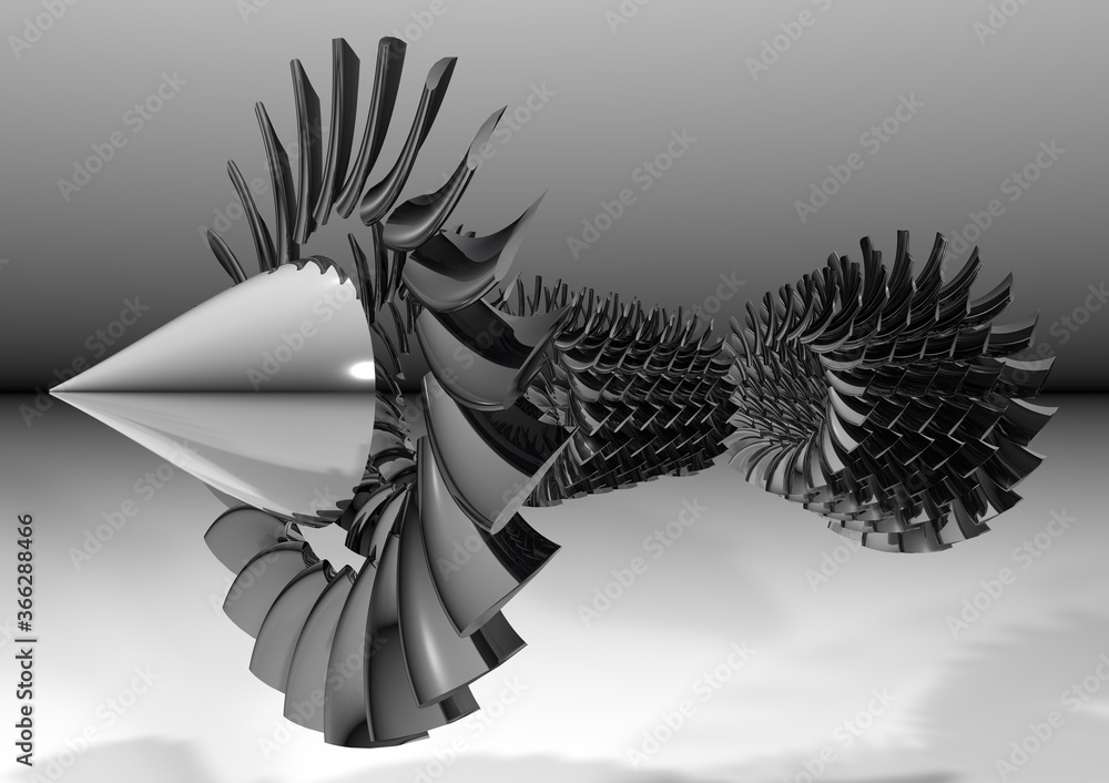 Model of a turbojet engine with contours on a white background.Textura ...