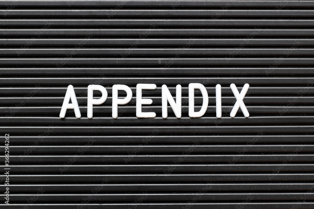 Black felt board with white alphabet in word appendix background Stock ...