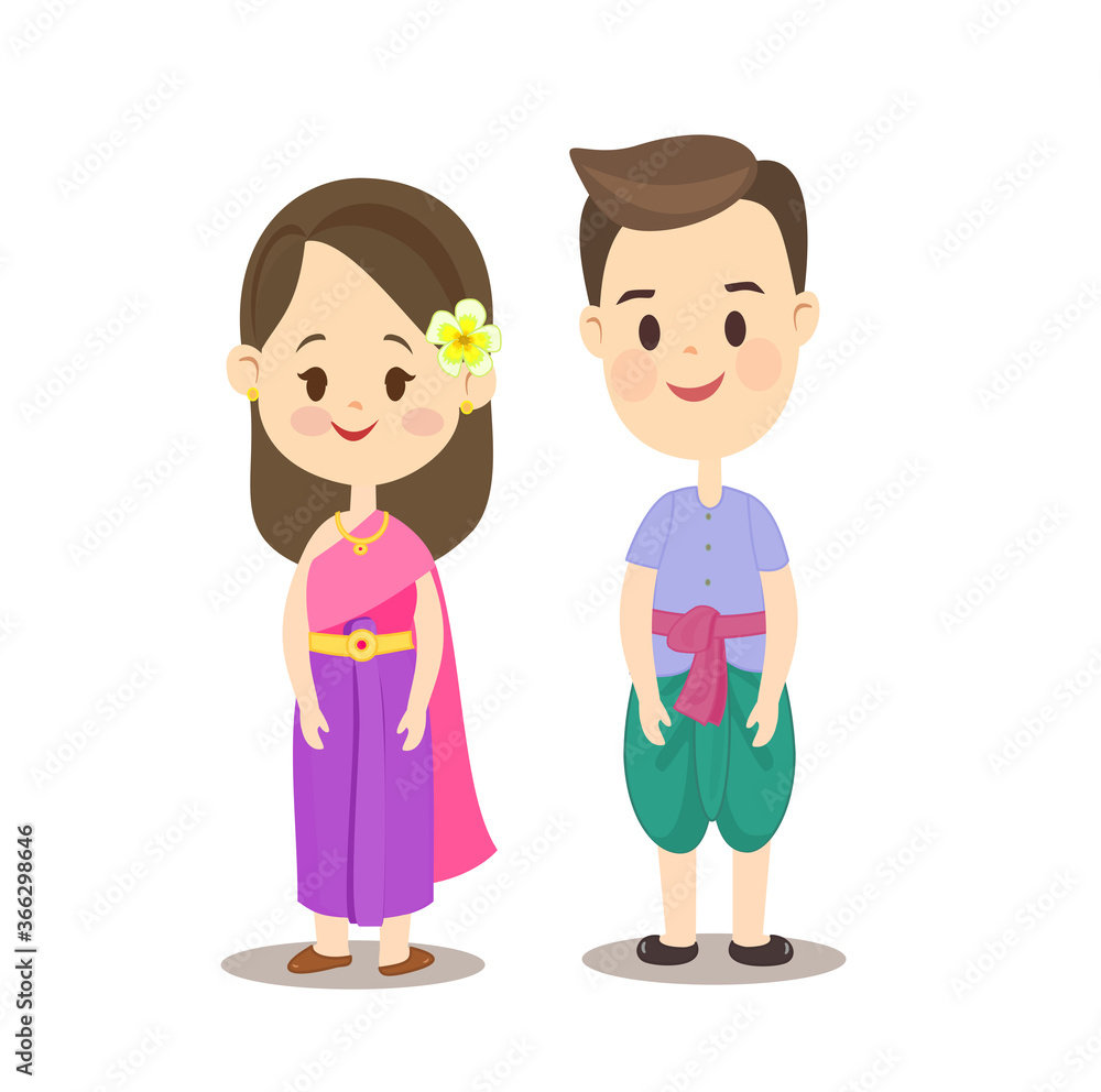 Cartoon Thai Costume Stock Vector | Adobe Stock