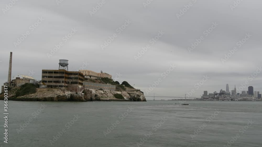 Alcatraz island in San Francisco Bay, California USA. Federal prison ...