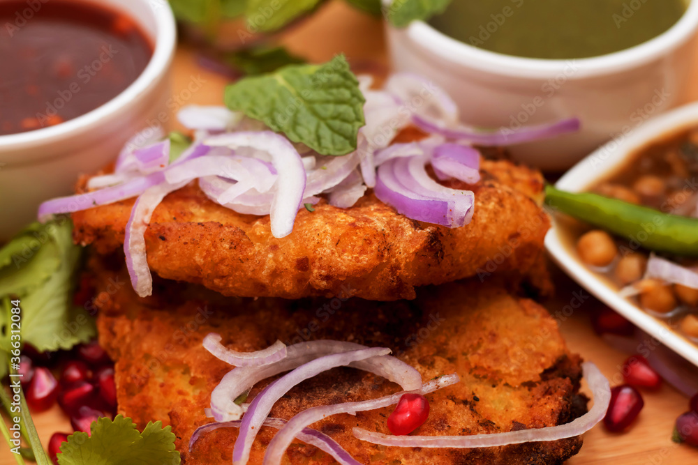 Indian famous street food tikki with its ingredient Stock Photo | Adobe ...