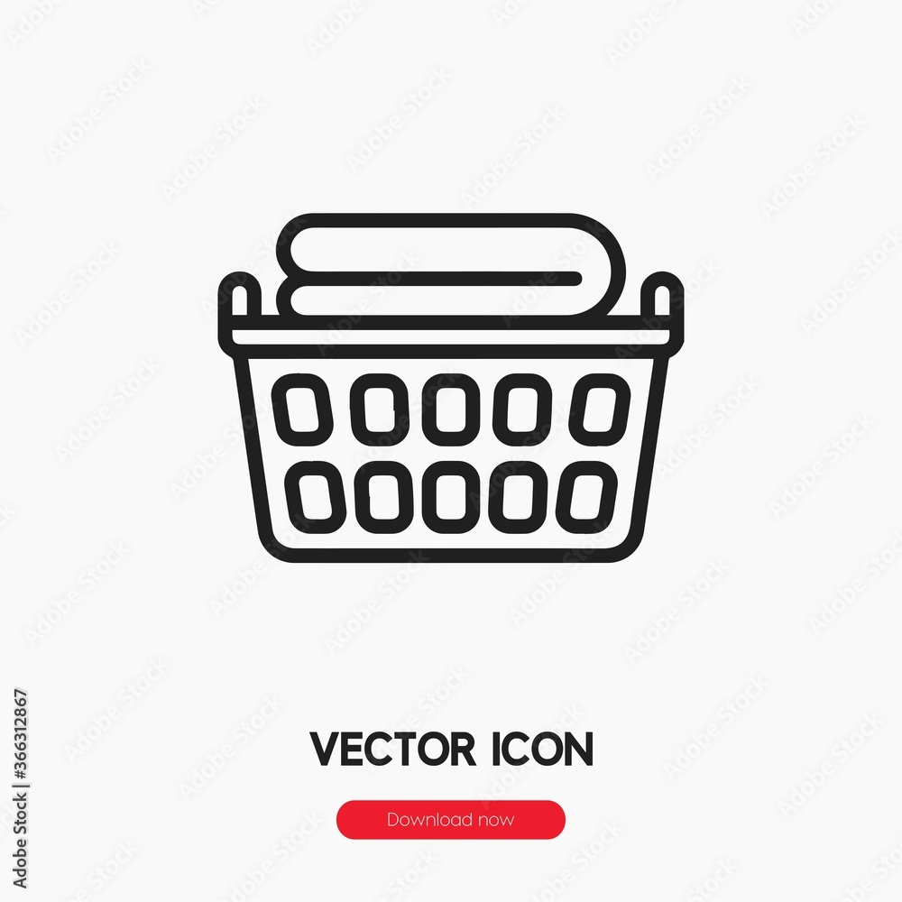 laundry basket icon vector. Linear style sign for mobile concept and ...