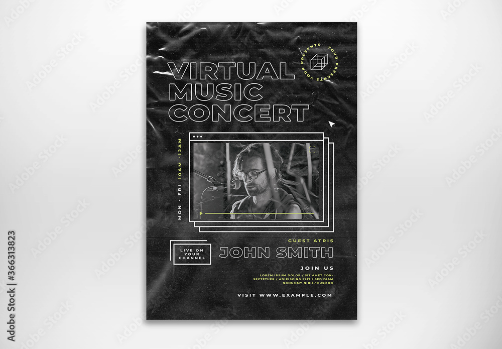 Virtual Music Concert Flyer Layout Stock Template | Adobe Stock