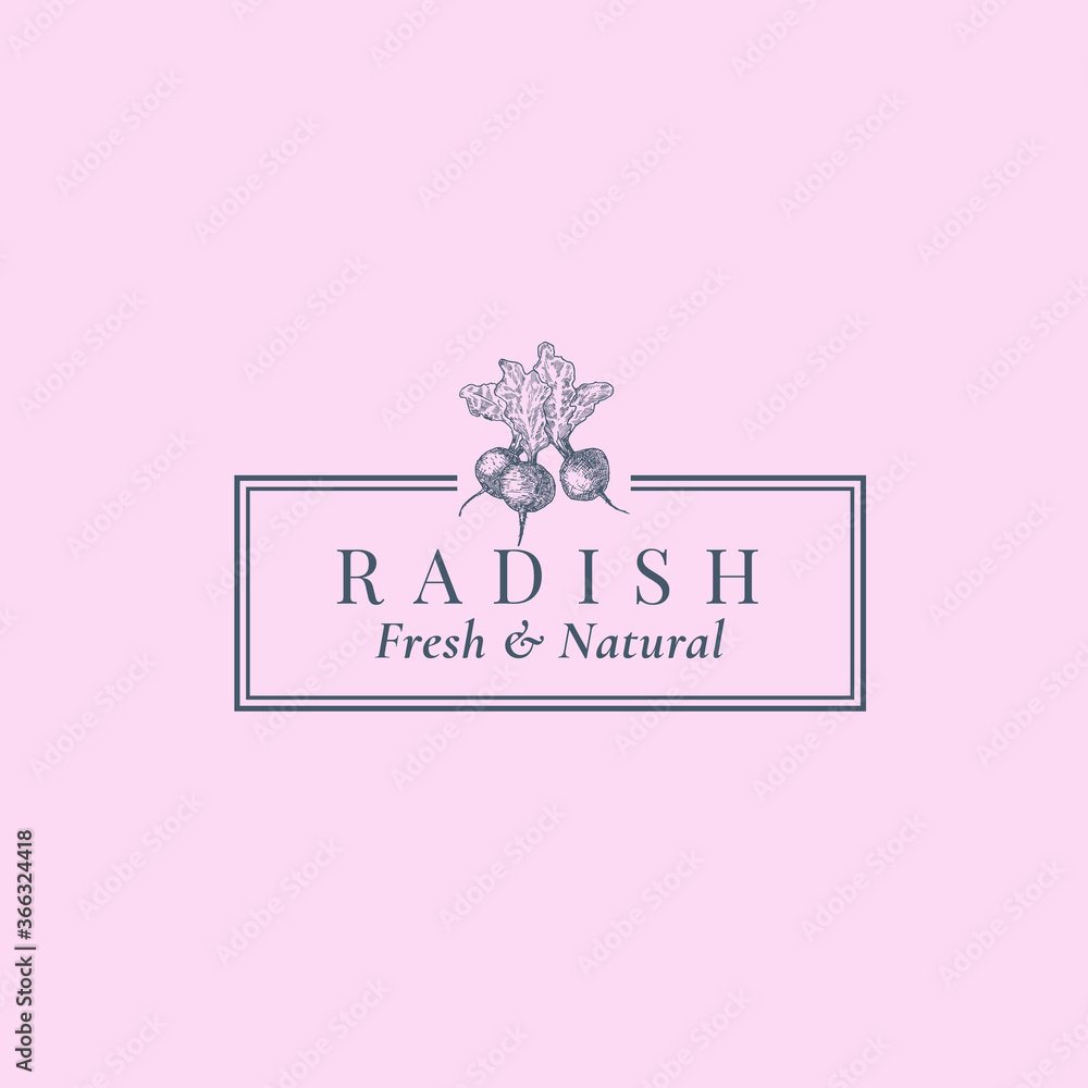 Radish Abstract Vector Sign, Symbol or Logo Template. Hand Drawn ...