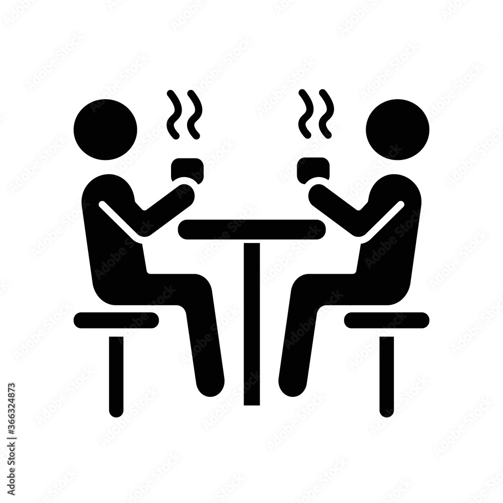 Dining hall black glyph icon. School cafeteria. University canteen ...