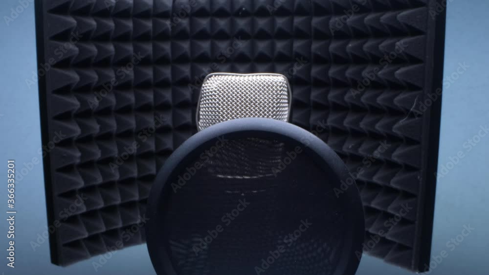 super close up. the details. studio microphone, soundproofing and ...
