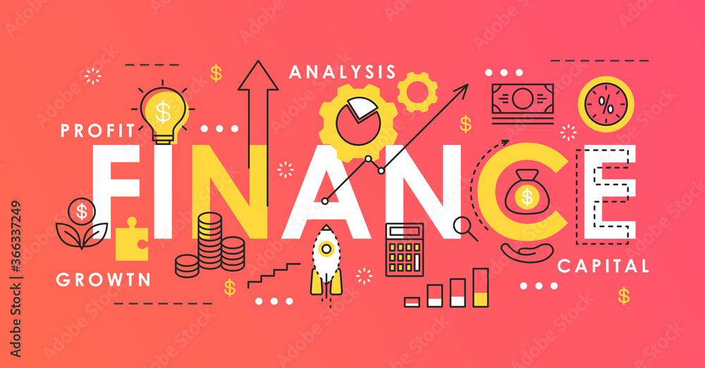 Finance word abstract thin line vector illustration. Flat lineart ...