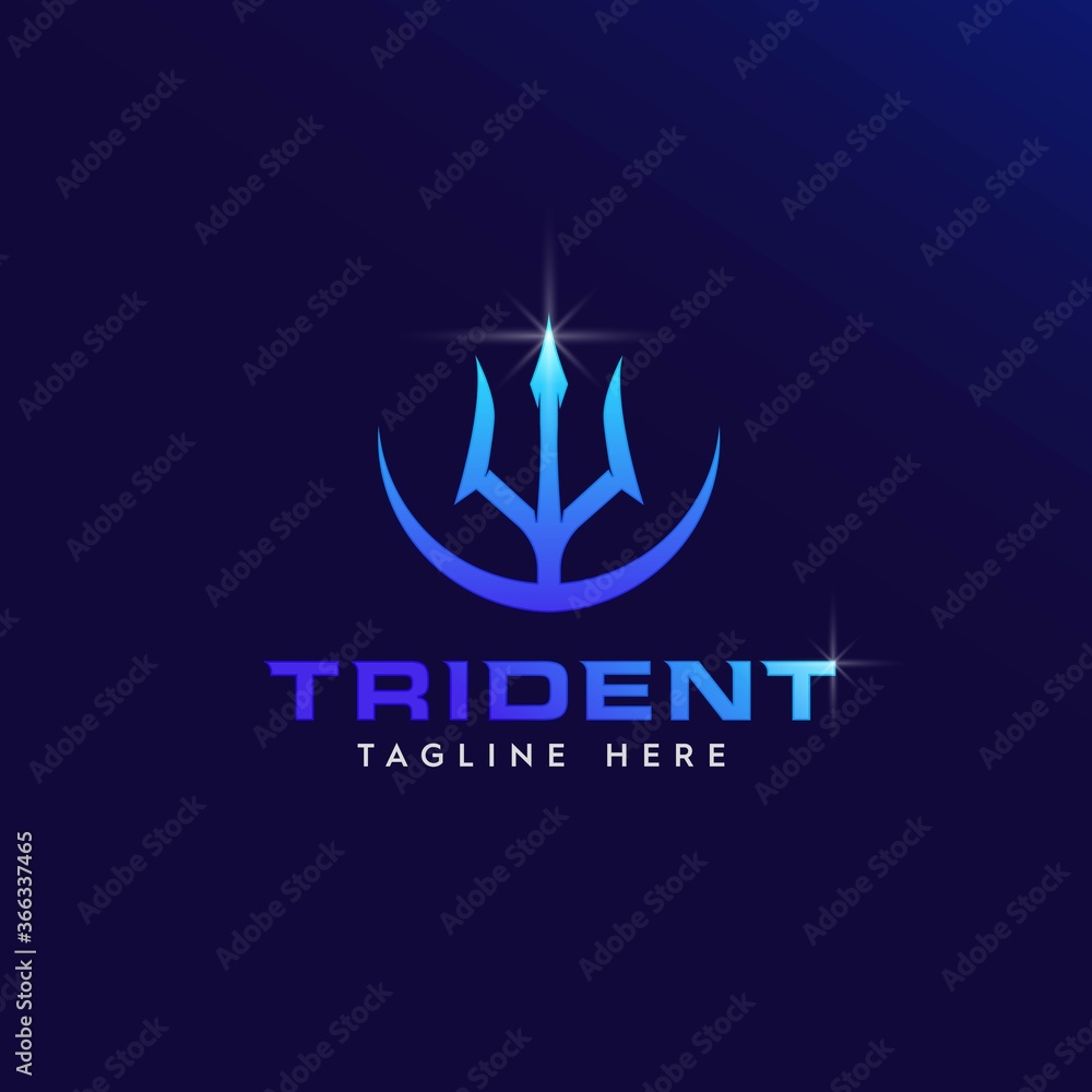 illustration of trident logo design with a touch of modern logo design ...