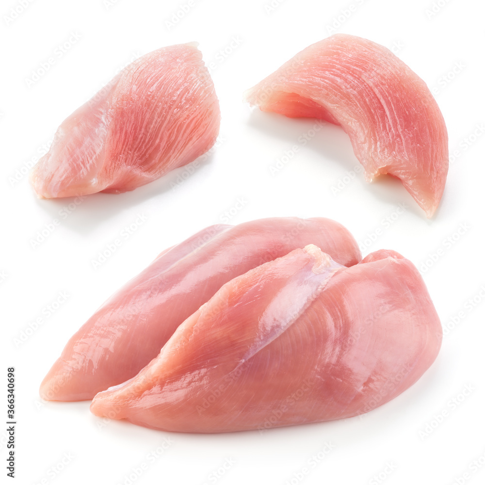 Chicken breast piece isolated. Raw diced chicken breast on white ...