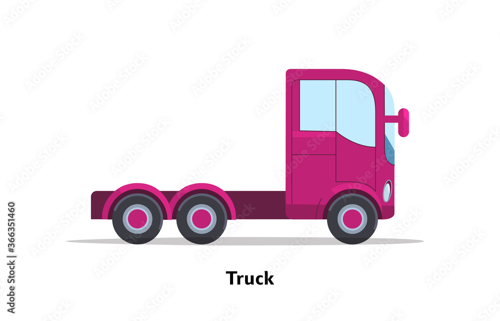 Truck side view. Vector stock flat illustration. Raspberry cartoon, toy ...