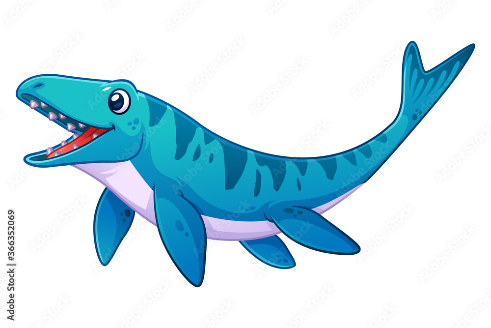 Little Mosasaurus Cartoon Illustration Stock Vector | Adobe Stock