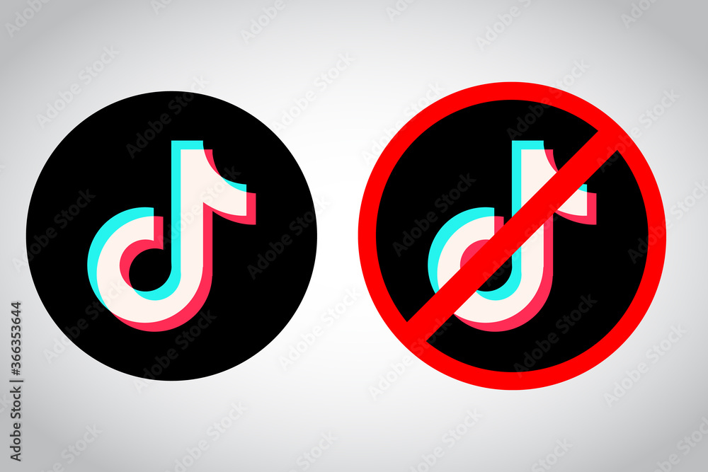 Stop Tik Tok icon. Social media. Ban social network Tik Tok. Vector illustration. Stock Vector ...