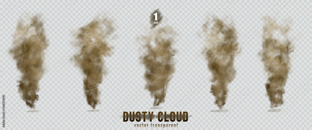 Dusty cloud or brown dry sand flying with a gust of wind, sandstorm ...