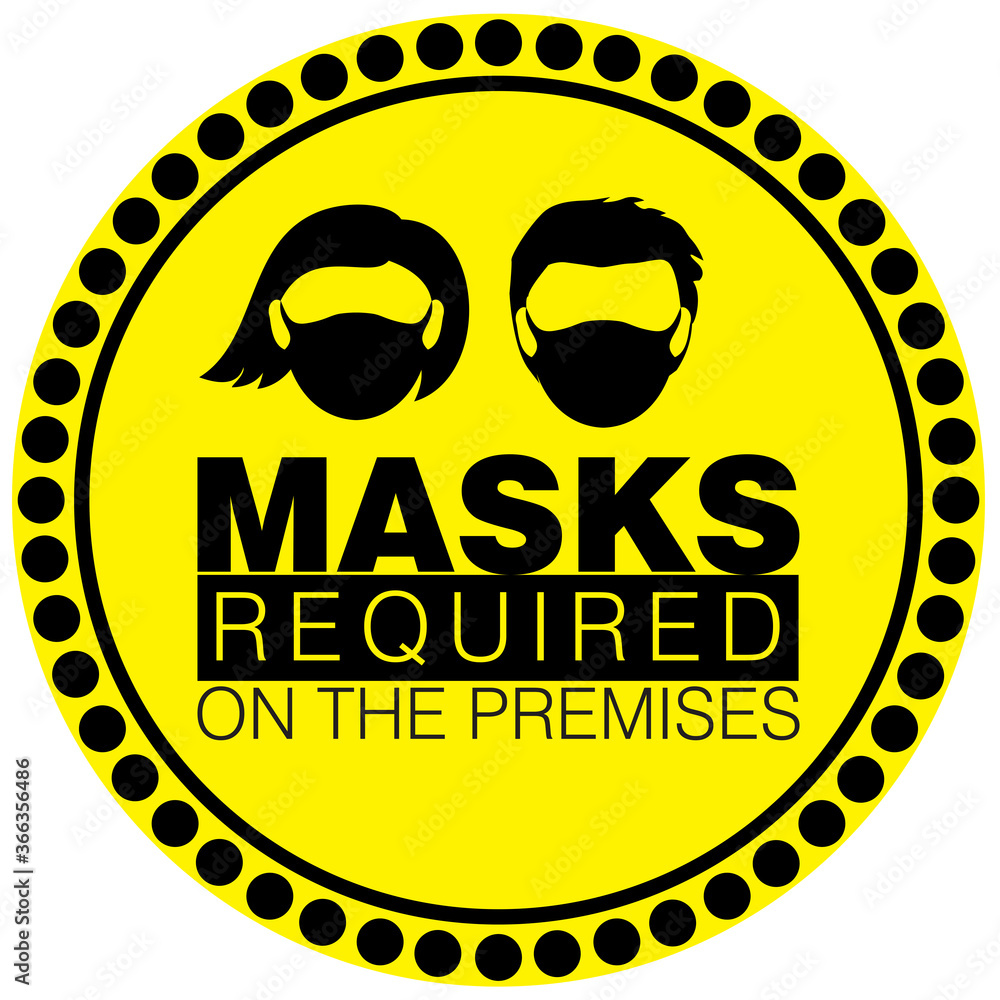 Vector illustration of Warning or Caution sign to Wear a Mask on a ...