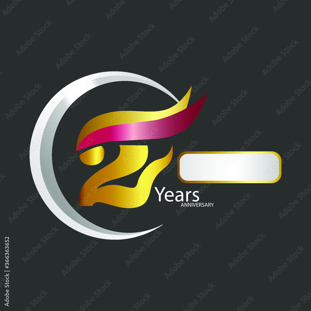 2th. 2nd anniversary. Anniversary of the retro isolated vector symbol ...