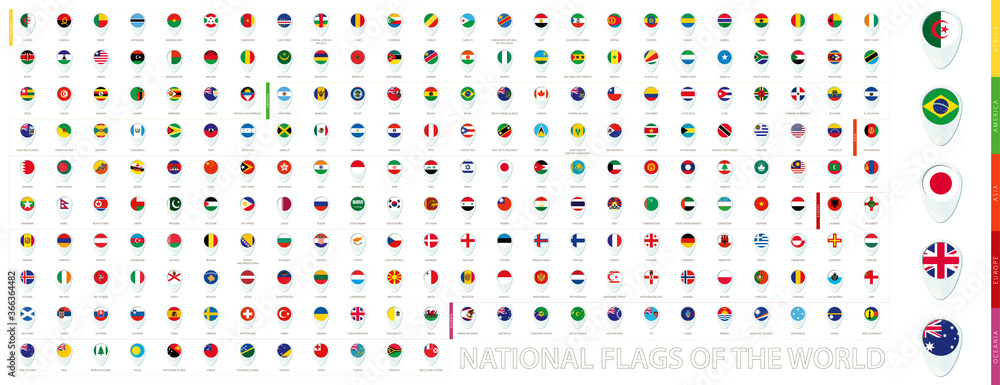 All national flags of the World sorted alphabetically by continent ...