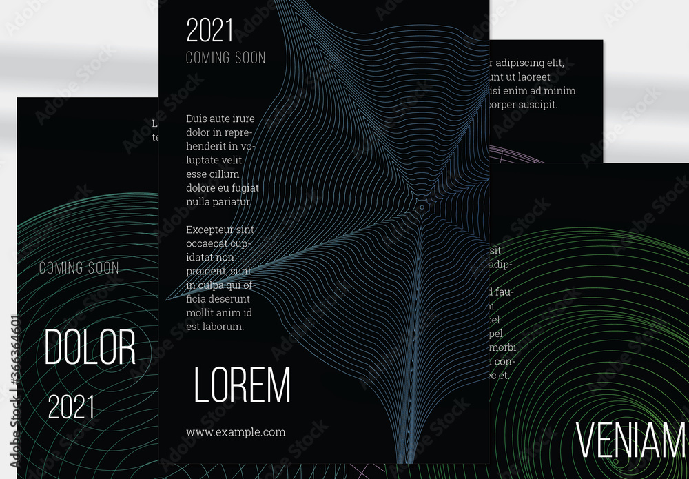 Flyer Layout with Abstract Green Wireframe Shapes Stock Template ...