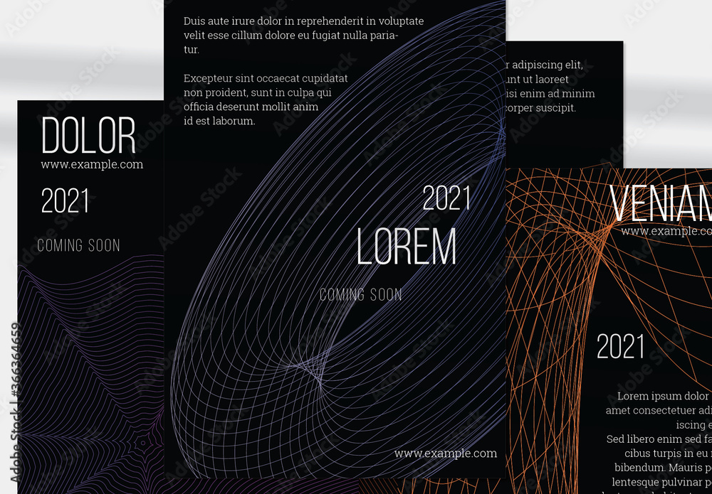 Flyer Layout with Abstract Orange Wireframe Shapes Stock テンプレート | Adobe ...