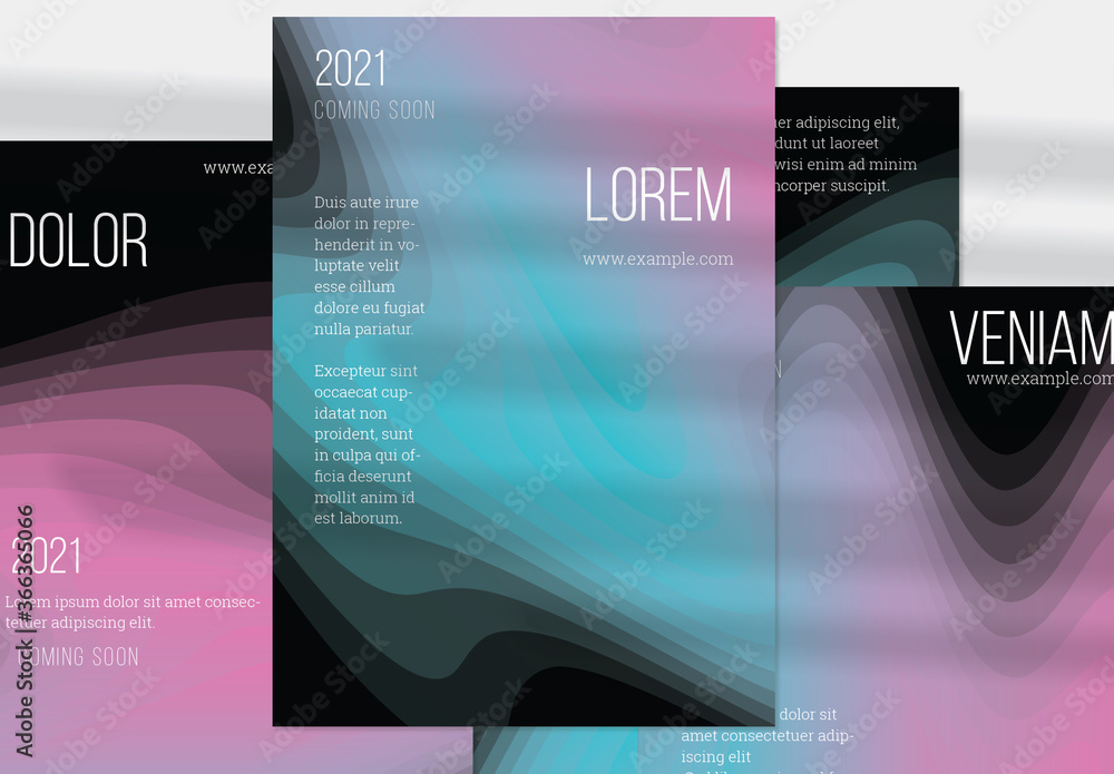 Flyer Layout with Wavy Gradient Blend Shapes on Black Stock Template ...