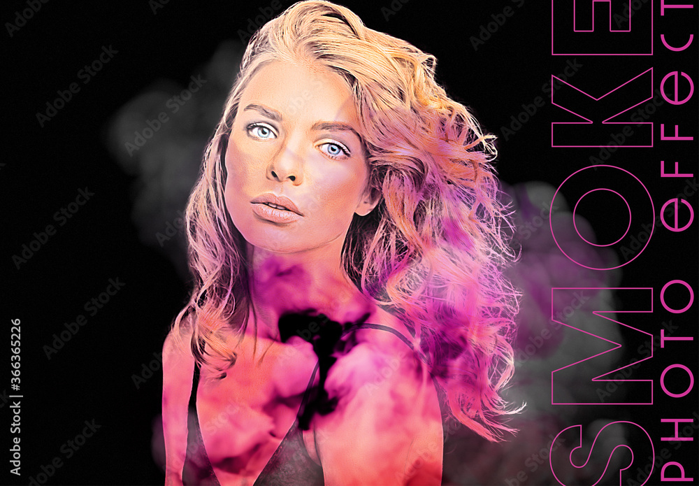 Color Smoke Portrait Photo Effect Mockup Stock Template | Adobe Stock