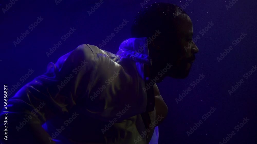 black man is diving in deep of sea water, underwater shot Stock-Video ...