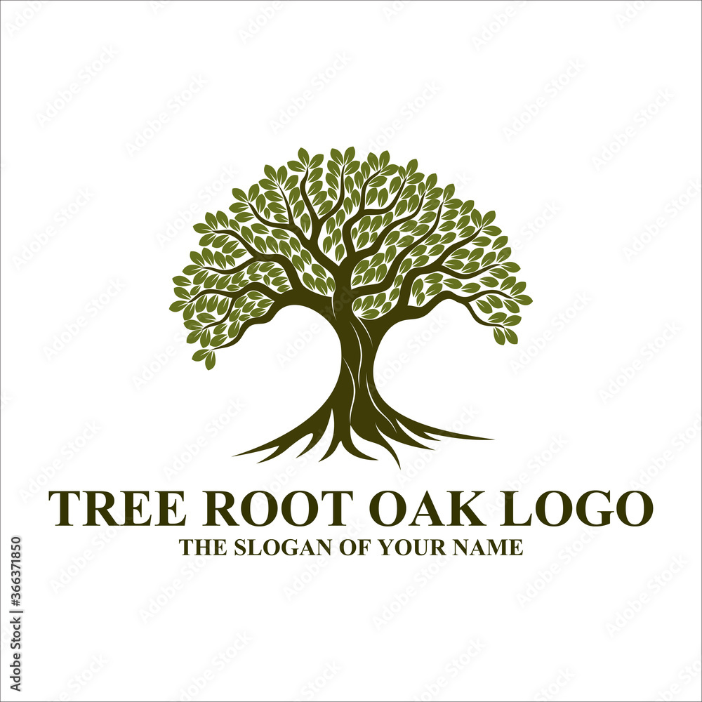 Root Of The Tree logo illustration. Vector silhouette of a tree ...