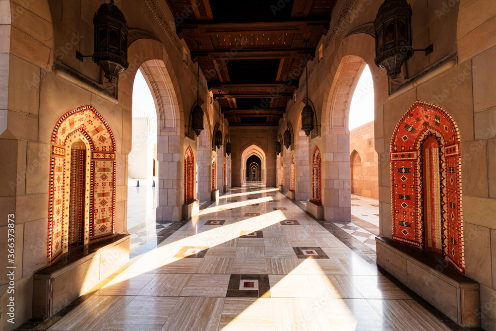 MUSCAT, OMAN - NOV 22, 2018: Sultan Qaboos Grand Mosque. Grand mosque ...
