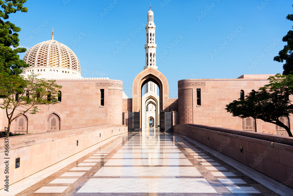 Sultan Qaboos Grand Mosque. Grand mosque In Muscat. The Muscat mosque ...