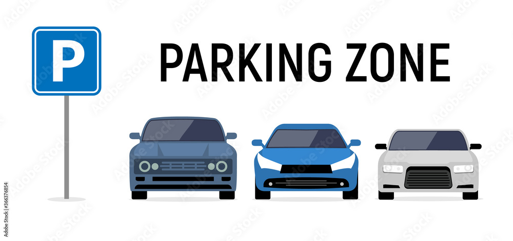 Parking Car Spot Lot Vector Car Park Icon Front View Cartoon Flat Icon Stock Vector Adobe Stock