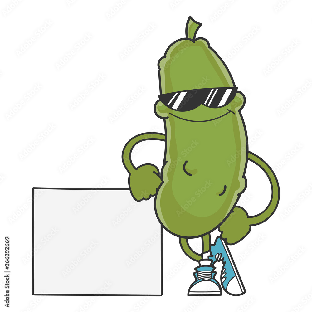 smiling pickle cartoon with sunglasses Stock Vector | Adobe Stock