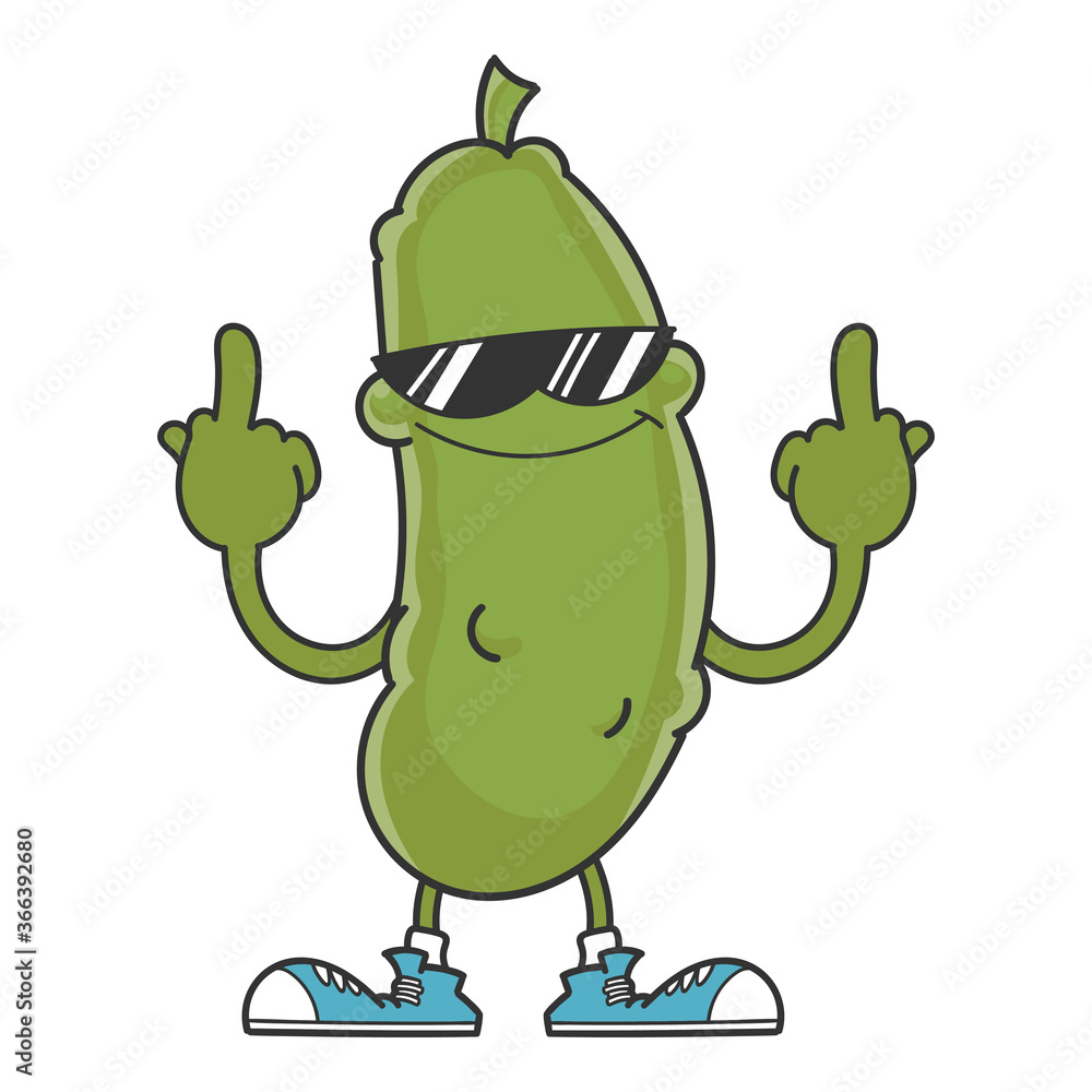 smiling pickle cartoon with sunglasses Stock Vector | Adobe Stock