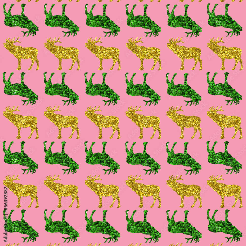 Reindeer Antler Moose Golden Patterns Texture seamless background, 3d ...