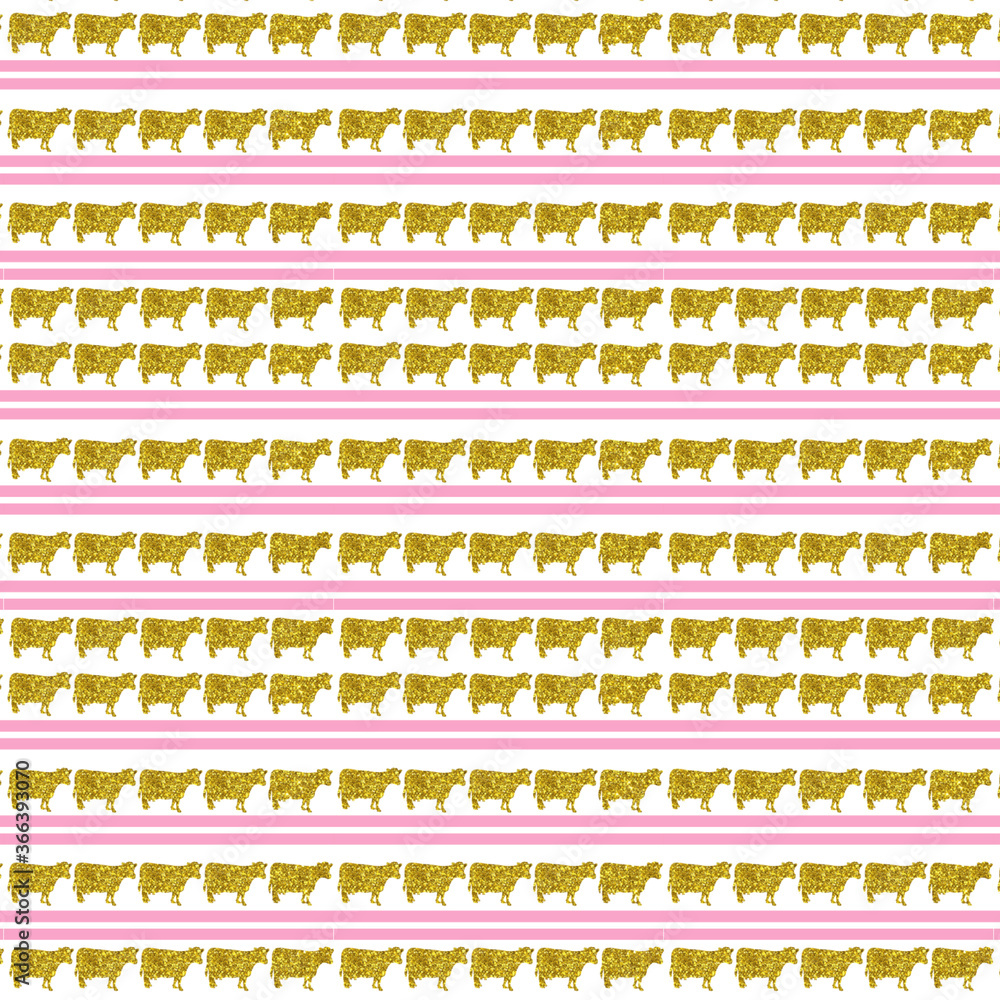 Golden cow Patterns Texture seamless background, 3d illustration Stock ...