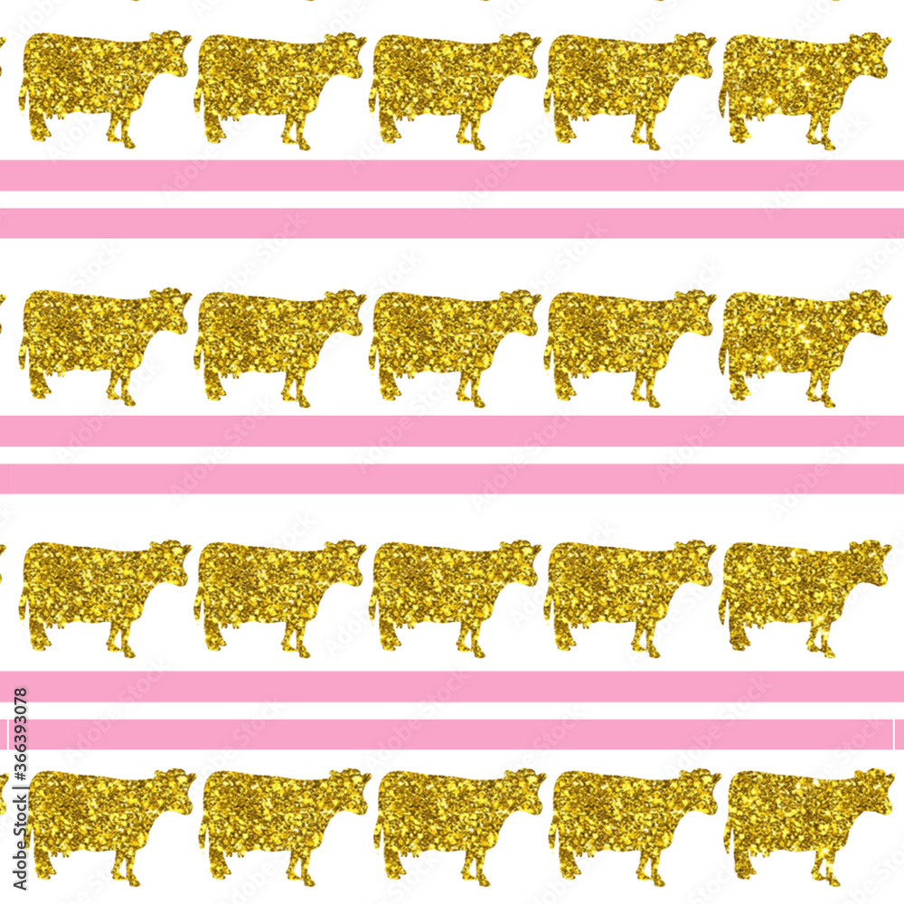 Golden cow Patterns Texture seamless background, 3d illustration Stock ...