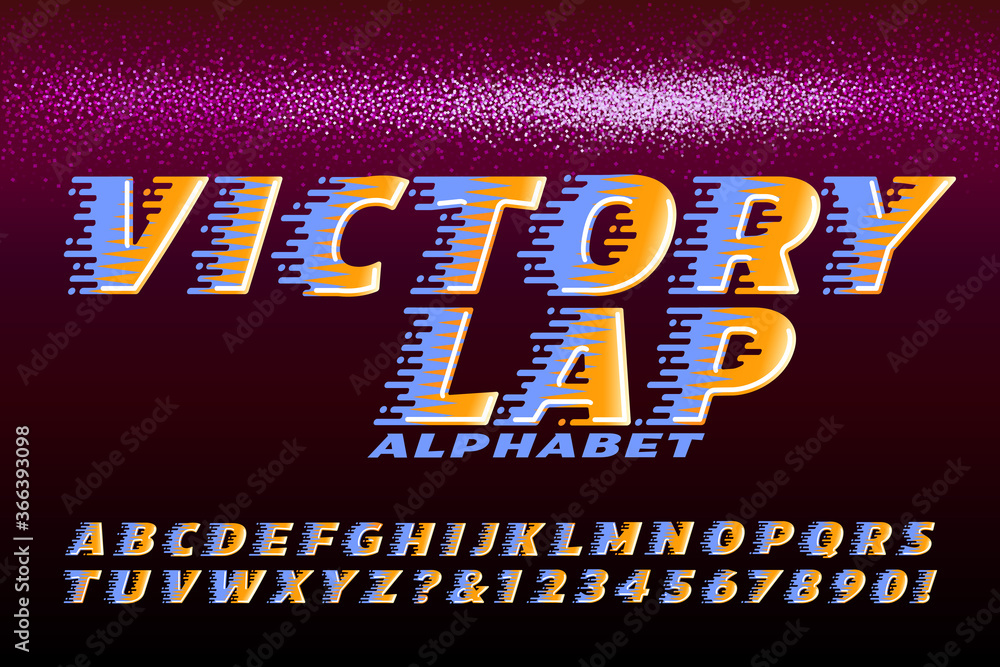 Victory Lap is a Streamlined Alphabet with Fast Motion Lines Stock ...