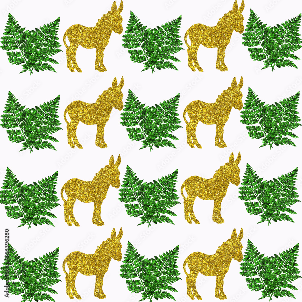 Golden donkey Patterns Texture seamless background, 3d illustration ...