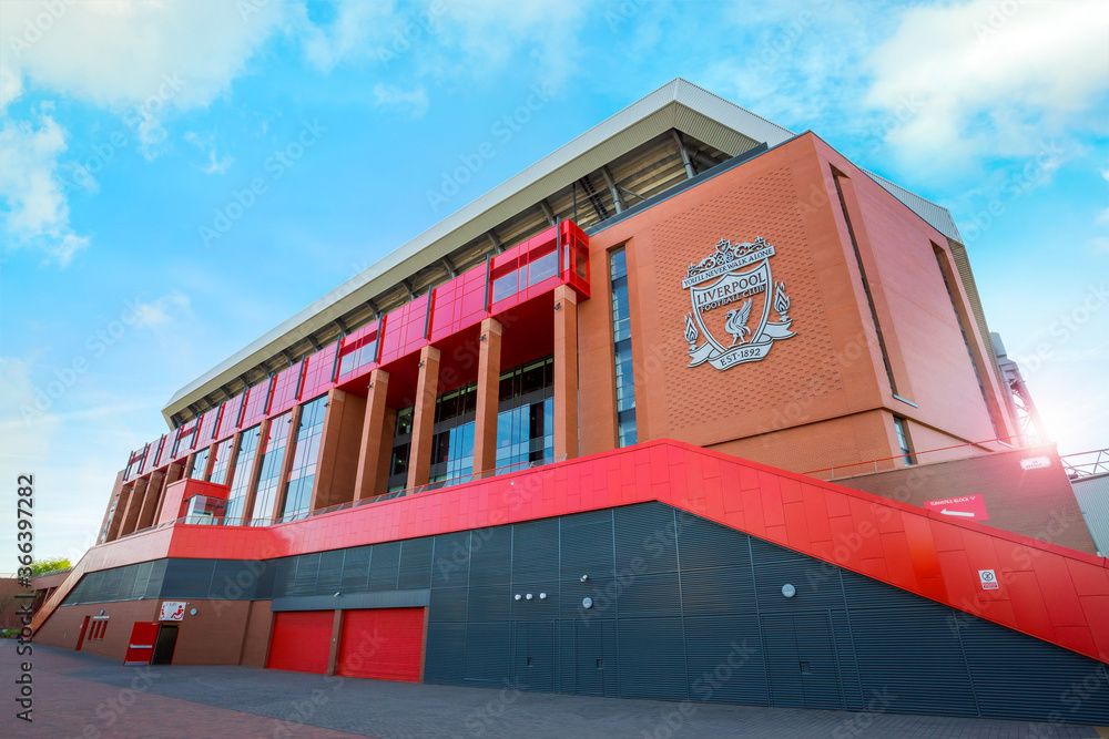 Liverpool, UK - May 17 2018: Anfield stadium, the home ground of ...