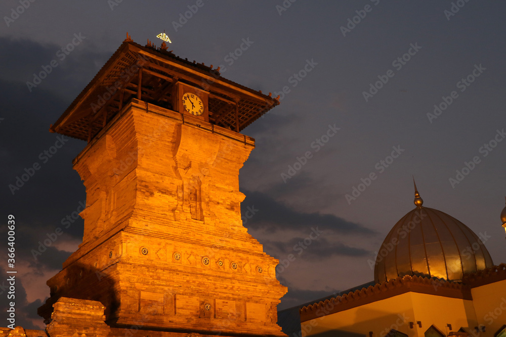 Night atmosphere of Menara Kudus Mosque, Central Java, Indonesia. 4 ...